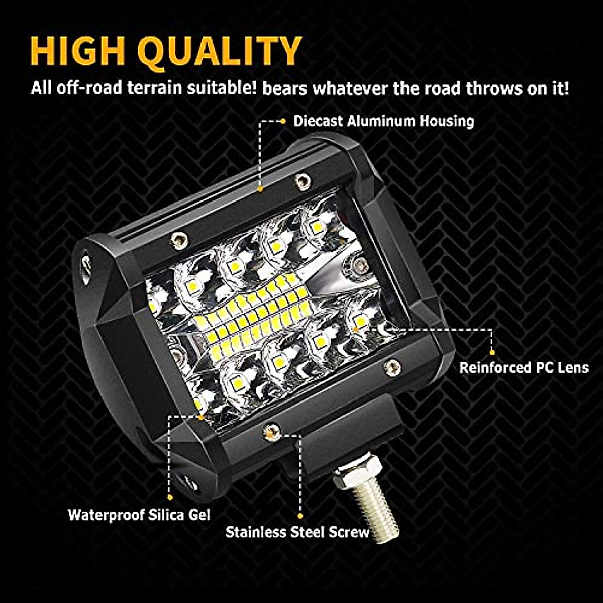 LED Light Bar TURBO SII LED Pods 4 Inch 60W Off Road Driving Lights Triple Row Spot Flood Beam LED Fog Lights Led Work Lights for Jeep Trucks Polaris Boats Pickup UTV ATV,4 Pack