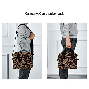Lunch Bag Insulated Shoulder Lunchbox Handbag Tote Bags Reusable Cooler Containers Organizer School Outdoor for Women Men Girls Boys Kids Leopard