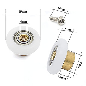 Set of 4 Dia 19mm Stainless Steel Shower Door Wheels Rollers Runners, White, 19mm x 5mm (Stainless steel-4PCS)
