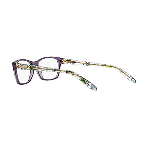 Ralph by Ralph Lauren Women's RA7039 Square Prescription Eyewear Frames, Shiny Transparent Violet/Demo Lens, 53 mm