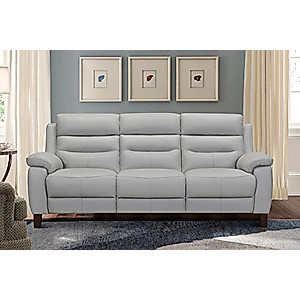 Armen Living Hayward 82" Dove Gray Leather Power Reclining Sofa