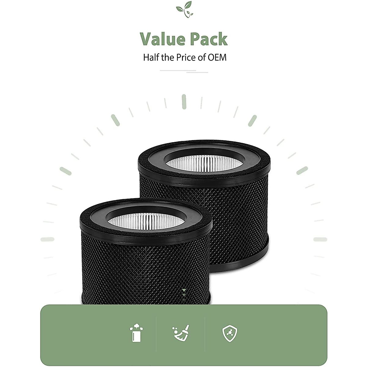 2-Pack TT-AP001 Filter Replacement for TT-AP001, VAVA VA-EE014 Air Purifiers, Replace TT-AP001SPF，H13 True HEPA Filter