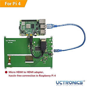 UCTRONICS for Raspberry Pi Screen 7 Inch IPS Touchscreen with Prop Stand, 1024×600 Capacitive HDMI LCD Monitor Portable Display for Raspberry Pi 4, 3B+, Windows 10 8 7, No Driver Needed