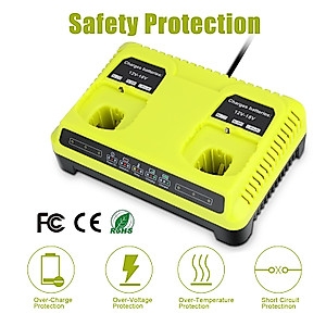 P117 Dual Slot 18V Battery Charger for Ryobi 18V Battery, Charger Replace for Ryobi Battery Charger P118, Compatible for Ryobi ONE+ Lithium NiCd NiMh Batteries
