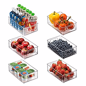 Set Of 8 Refrigerator Pantry Organizer Bins - 4 Big And 4 Small Clear Food Storage Baskets for Kitchen, Countertops, Cabinets, Freezer, Bedrooms, Bathrooms - Plastic Household Storage Containers