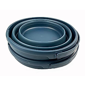 SAMMART 10L (2.6 Gallon) Collapsible Plastic Bucket - Foldable Round Tub - Portable Fishing Water Pail - Space Saving Outdoor Waterpot, Size 33cm Dia (Leaf Blue (Set of 2))