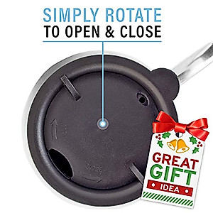 Stainless Steel Coffee Mugs with Lid ( Set of 2 ) - 14 oz Double Walled Steel Coffee Glasses with Lid & Handle - Coffee to Go, Travel, Outdoor, Camping - Vacuum, Shatterproof, Durable Coffee Mug