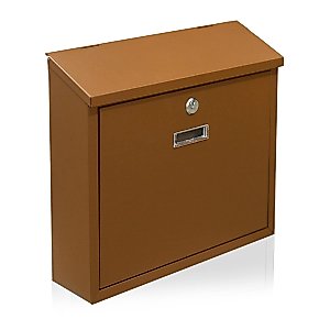 Yoocabinet Mailbox Wall Mount,Large Capacity Locking Mailbox for Outside,Galvanized Steel Cover and Rust-Proof Metal Post Box L Brown
