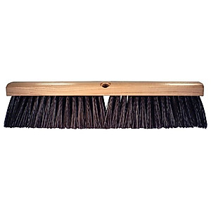 PFERD 89320 Maintenance Lacquered Hardwood Block Heavy Floor Sweep Broom, Stiff Palmyra Bristles, 18" Length, 4" Trim Length