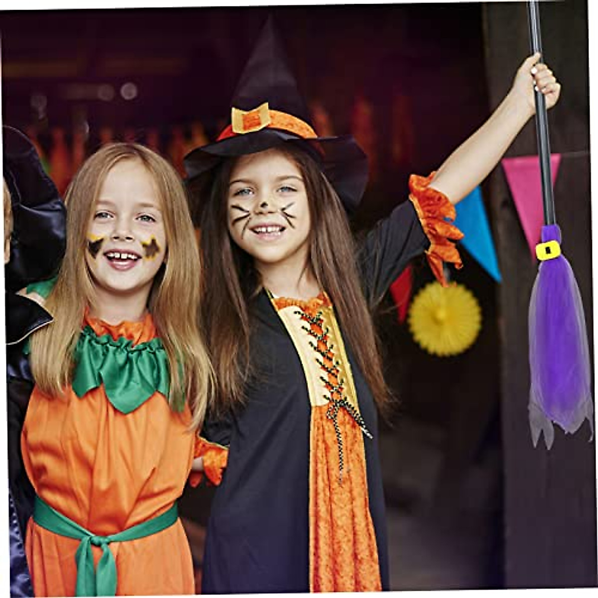 Abaodam 3pcs Witch Broom Halloween Wizard Broom Kids Halloween Costume Witch Supplies Cosplay Witch Costume Kids Clothes Mini Broom Decor Halloween Small Broom Make up Apparel Plastic