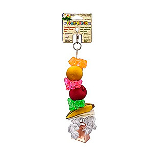 Penn-Plax Bird-Life Fruit Kabob Bird Toy with Bell – Various Textures, Materials, and Colors – Great for African Greys, Medium Birds, and Small Parrots – Large