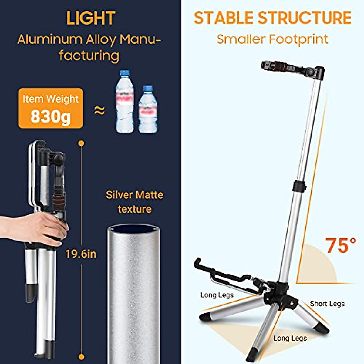 CAHAYA Guitar Stand Floor for Acoustic Electric Guitars and Bass Adjustable Height Folding Guitar Stand Lightweight Travel Instrument Holder