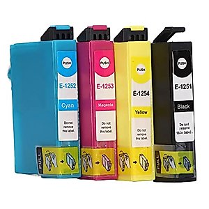 Fafeicy 4 Color PP Printer Ink Cartridges No Leakage Ink Cartridge Replacement T1251 T1252 T1253 T1254