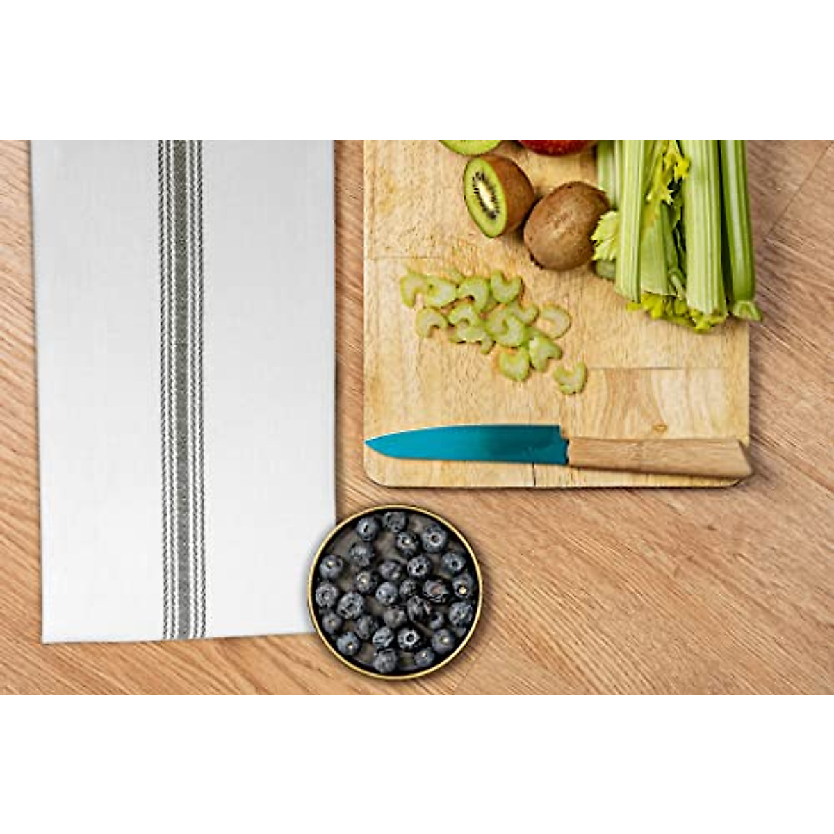 COTTON CRAFT - Scandia Stripe 12 Pack - Pure Cotton - Professional Commercial Restaurant Grade Kitchen Dish Tea Towel Cloth Napkins - Low Lint Sturdy Weave - Reusable - 16x28-30 Ounces - Charcoal