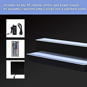 Ageszoe Acrylic LED Liquor Bottle Display Shelf 40 Inch 2 Step Acrylic Lighted Bar Shelf with RF Remote Controller for Home Commercial Bar Countertop Display Stand (2 Tier,40 inch)