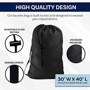 SILVER Heavy Duty Laundry Bag w/Shoulder Strap by Ultra Essentials, XXL 30" X 40" Tear Resistant Utility Bags, Dorm Hamper, Camping Tent, Sports Ball, Clothes, Yarn Storage, 1 Lavender Sachet