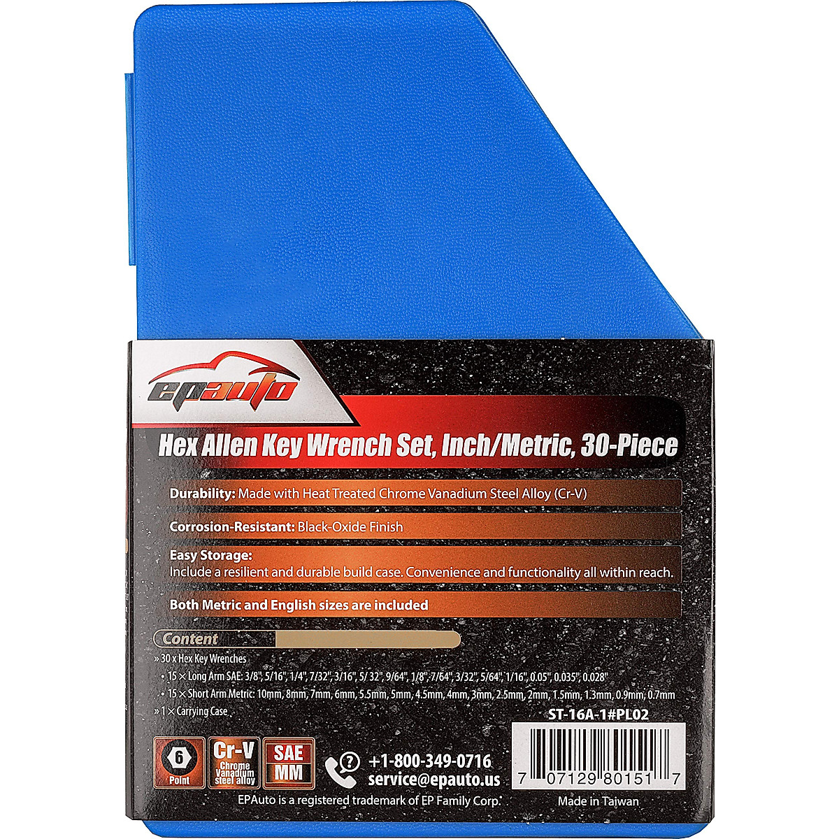 EPAuto Allen Key Set Hex Key Wrench Set, 30-Pieces (0.028-3/8 inch,0.7-10mm)