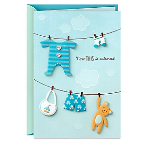 Hallmark Baby Shower Card for Boy (Blue, Now This is Cuteness) Welcome New Baby Boy, Congratulations
