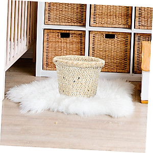 Wastebasket Trash Can Wicker Bathroom Bin Bedroom Supplies Baskets Garbage Basket Trash Can Rattan Storage Baskets Garbage Bin Seaweed Potted Plant White Office