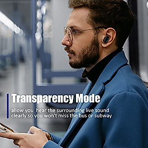 ZZN Active Noise Cancelling Earbuds, True Wireless Earbuds with Microphone, Bluetooth 5.2, Transparency Mode, Bluetooth Headphones with Deep Bass, 28H Playtime and Smart Touch Control