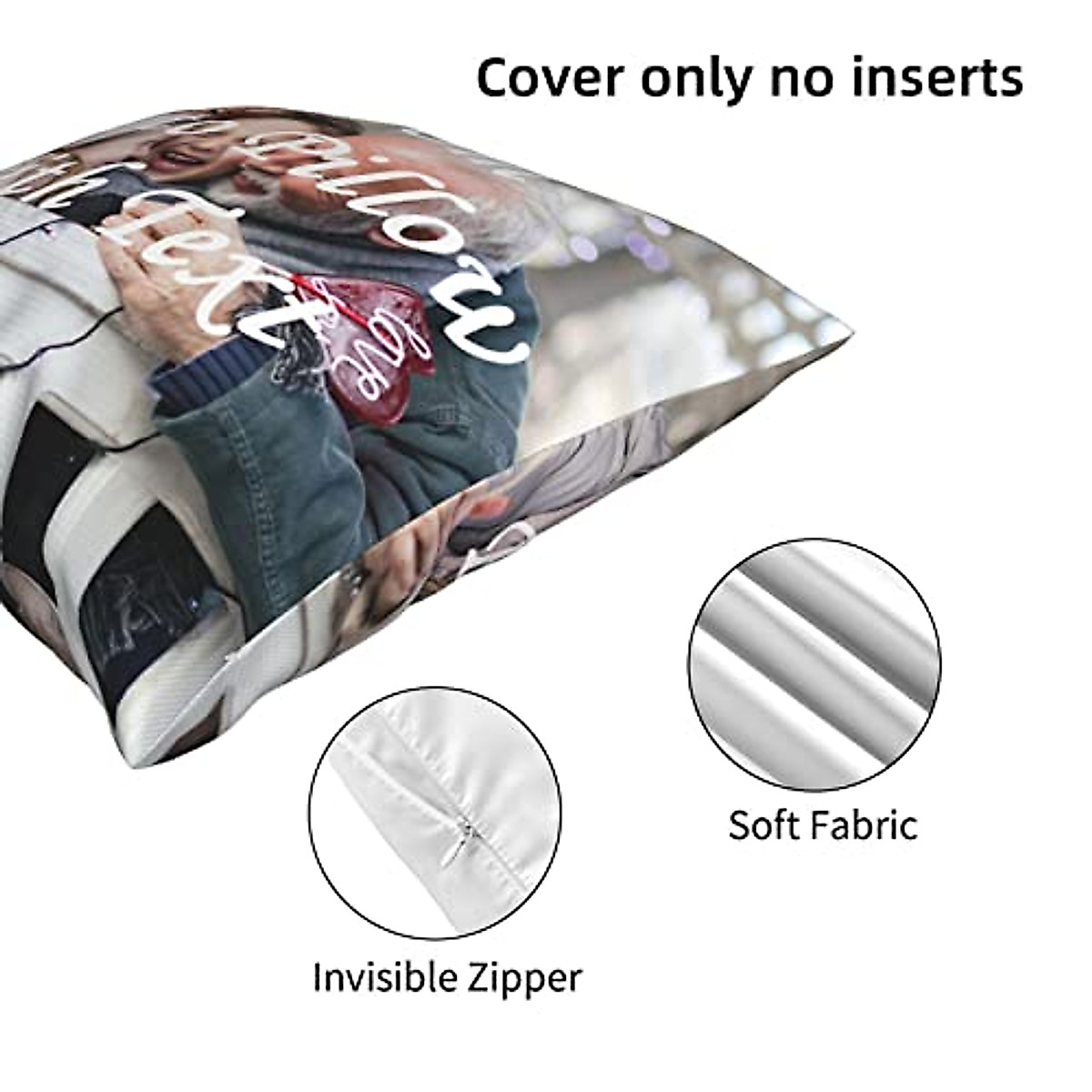 Custom Design Photos or Text Throw Pillowcase, Personalized Photo Pillow, Love Photo Throw Pillow, Wedding Keepsake Throw Pillow 12"X12"