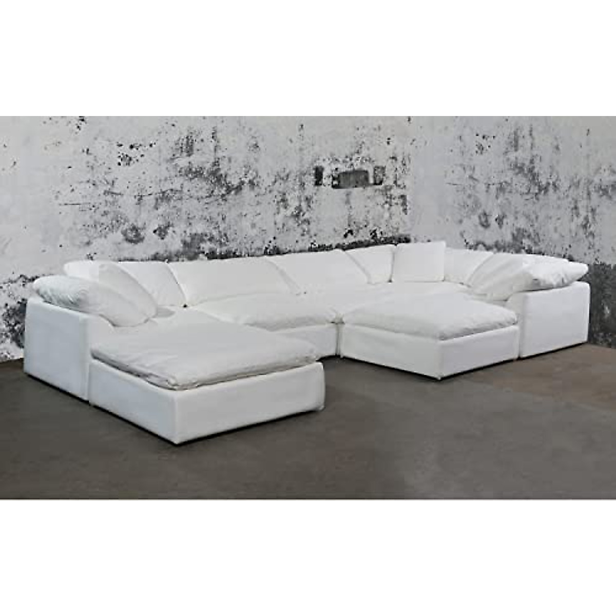Sunset Trading Puff 7-Piece Fabric Slipcovered Modular Sectional in White