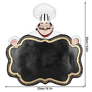 9.8inch Cook Statue Chef Sculpture with Sign Chalkboard, Resin Chef Holding Sign Statue Kitchen Welcome Decor Figurine