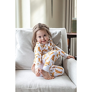 Mud Pie Unisex Kid's Children's Dog Breed Toddler Pajamas, White-Golden Retriever, 5T