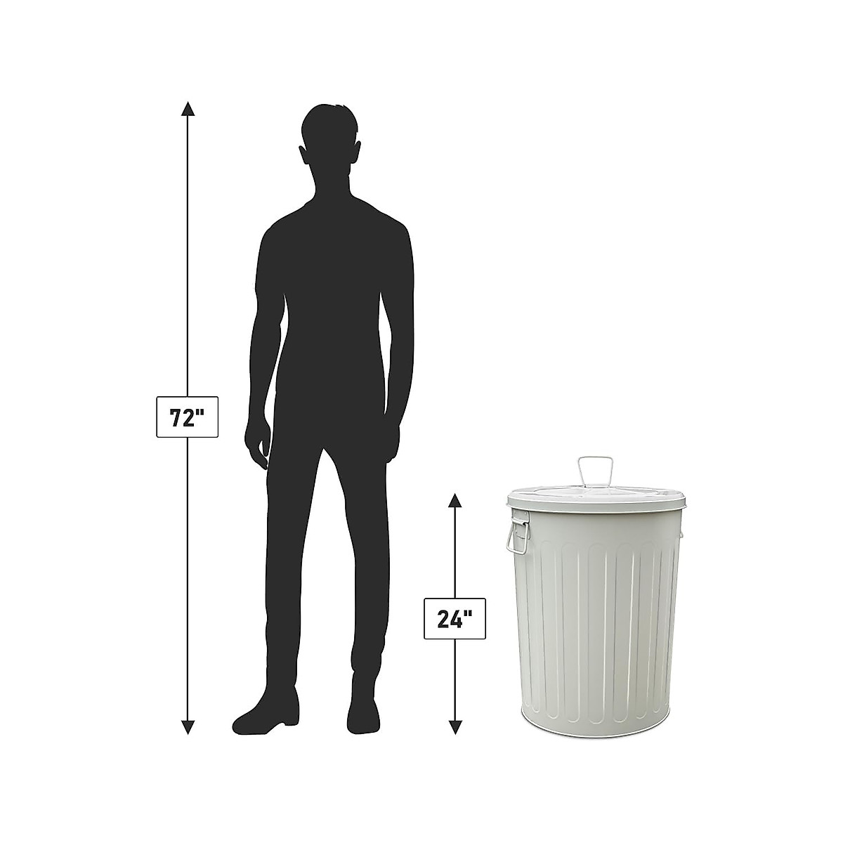 Plexon 2 Pack 20-Gallon Beige Galvanized Steel Round Trash Can with Lid Powder Coated Metal, Indoor and Outdoor Use, Durable Construction, Retro Design, Stylish