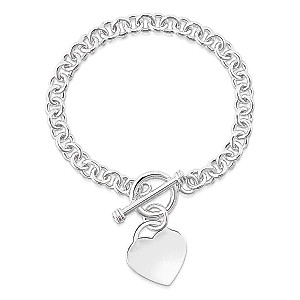 Savlano 14K Gold Plated Toggle Heart Charm Bracelet -7.5” inch Rolo Chain Bracelet Comes With Gift Box for Women (W)
