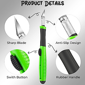 TIFICAL Exacto Knife Retractable, 1 Pack Small Precision Knife with 10 Pcs Blades 11, Lightweight Hobby Knife, Craft Knife for Paper Art, Vinyl Weeding, Stencil, Scrapbooking