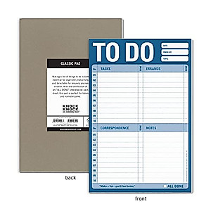 Knock Knock To Do Pad, To-Do List Notepad for Daily Tasks, Errands, Notes, 6 x 9-inches (Blue)