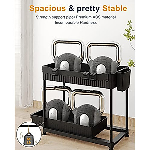 MHHA Under Sink Organizer, 2 Tier Sliding Bathroom Cabinet Organizer and Storage，Multi-purpose Under Kitchen Sink Oragnizers and Storage,1 Pack (Black)