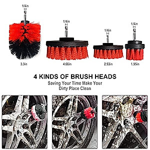 NARUNDREN Car Detailing Brush Set, 20 Pcs Car Detailing Kit,Car Detailing Drill Brush Kit, for Cleaning Wheels,Dashboard,Interior,Exterior,Leather,Air Vents,Emblems