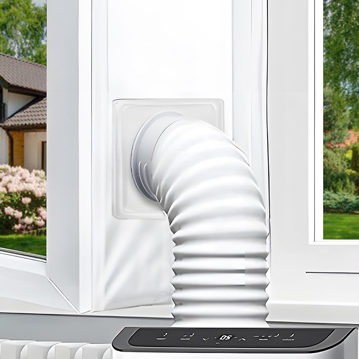 gulrear Portable Air Conditioner Window Seal Kit with Hose Connection Adapter 158"/400cm Portable A/C Window kit For Casement Windows Sealing AC Window Seal Vent Kit Hot Air Stop Air Exchange Guards…