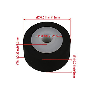 3x6x2.5mm Black Rubber Bearing Roller Guide Pulley Bearing Wheel Pinch Roller for Audio Radio Tape Recorder Pack of 5