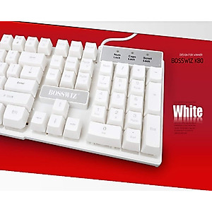 Bosswiz Gaming Keyboard, K80 3 Color Backlight LED, Mechanical, USB, 104 Keys, Korean/English (QWERTY), Ambidextrous, Modern Style, Office Use
