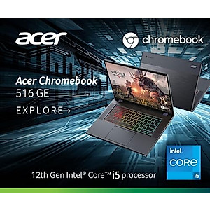 Acer Chromebook 516 GE 16'' QHD (Intel 12th Gen Core i5-1240P, 8GB RAM, 512GB PCIe SSD, RGB Backlit) Cloud Gaming & Business Laptop, WiFi 6E, RJ45, FHD, IST Cable, Chrome OS - 2023, Titanium Gray