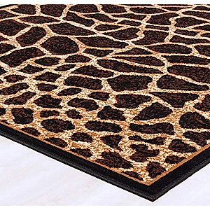 Modern Animal Print Skin Giraffe Circles Safari African Theme Area Rug (2’ X 3’)
