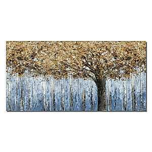 Abstract Large Size Trees Oil Painting Hand Painted Canvas Painting Modern Decorative Wall Art,27inx54in,No Frame
