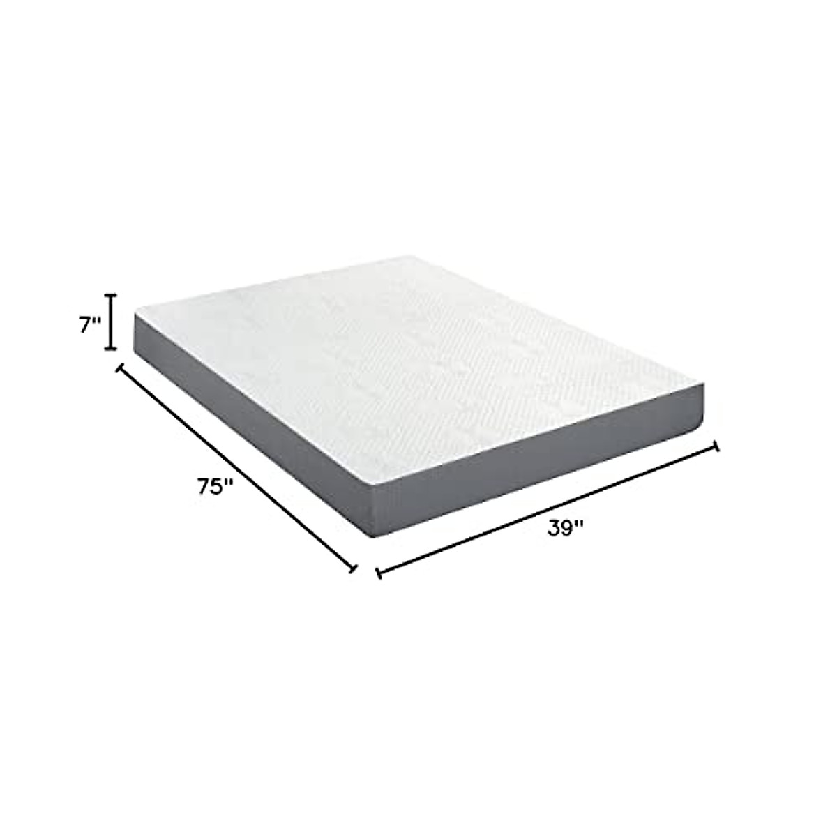 PrimaSleep 7 Inch Gel Infused Superior high-Density Memory Foam Mattress, CertiPUR-US® Certified, Gray, Twin