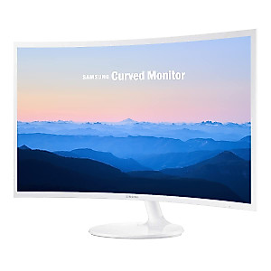 SAMSUNG 27” Curved 1080p Full HD Ultra Slim Computer Monitor, AMD FreeSync, HDMI, VGA, 4ms, VESA Mountable, NLY HDMI Cable, White