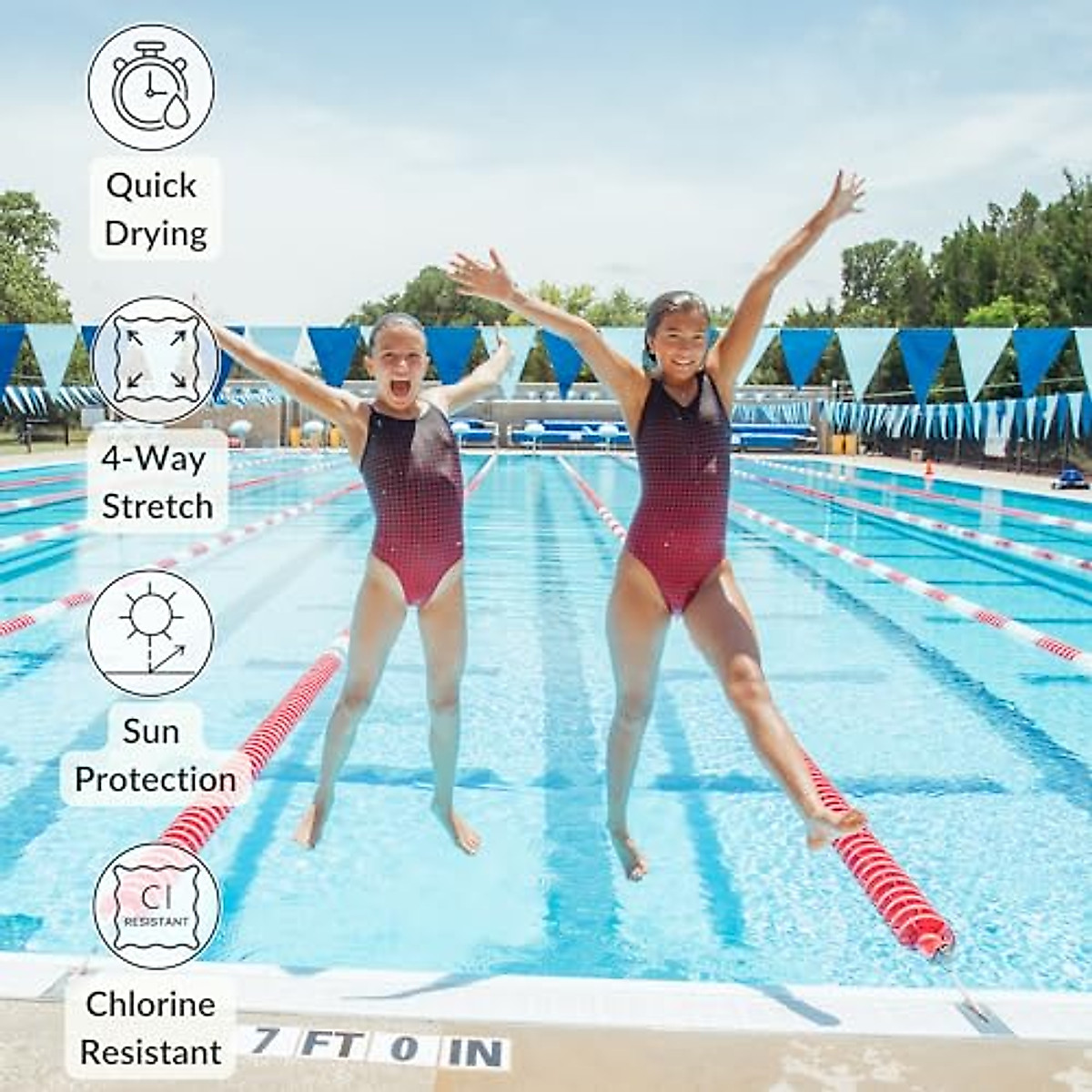 Sporti Solid Wide Strap One Piece Swimsuit Youth (22-28) - Navy - 26Y