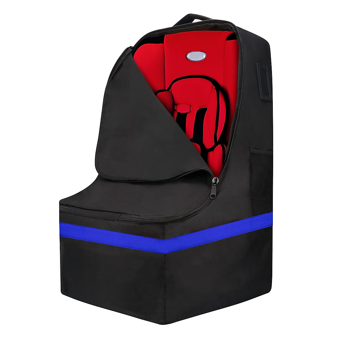 ProFaster Car Seat Travel Bag - Padded, Comfortable, Durable, Roomy Gate Check Carseat Cover Backpack Fits 3-in-1，Convertible, Booster & Infant Car Seats for Airplane, Airport, Blue