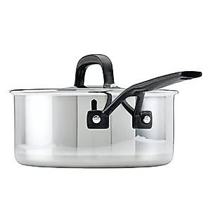 KitchenAid 5-Ply Clad Polished Stainless Steel Saucepan with Lid, 3 Quart