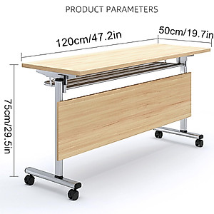 Foldable Meeting Table Set of 2, Conference Rooms Training Rooms Flip Top Mobile Training Table, Rectangular Rolling Splicing Multifunctional Computer Desk(2pcs 47.2inx19.7inx29.5in, White)