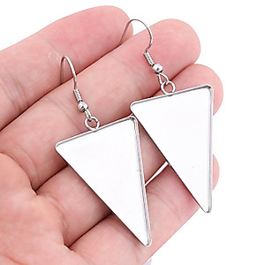 Reidgaller 10pcs Stainless Steel 23x33mm Triangle Cabochon Earring Bezel Setting Trays with Clear Glass DIY Ear Hooks Findings for Jewelry Making