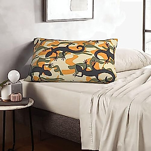 Pillowcase Rectangle Throw Pillow Case Cover Cushion 14"X20" for Sofa Couch Car Home Decor - Lizard Camouflage Camo