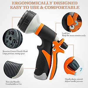 Garden Hose Sprayer Nozzle for Watering Plant Cleaning Cars Showering Pets with 8 Adjustable Pattern High Pressure Heavy Duty