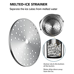 AYOTEE Double Wall Ice Bucket with Lid, Ice Tongs and Strainer,3.3L Insulated Ice Bucket for Cocktail Bar, Wine, Home Bar Accessories, Parties, Champagne Bucket